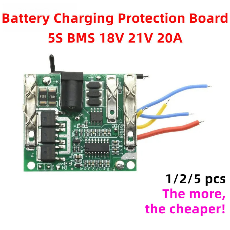 5pcs/1pc Battery Charging Protection Board 5S BMS 18V 21V 20A Li-Ion Lithium Battery Pack ...
