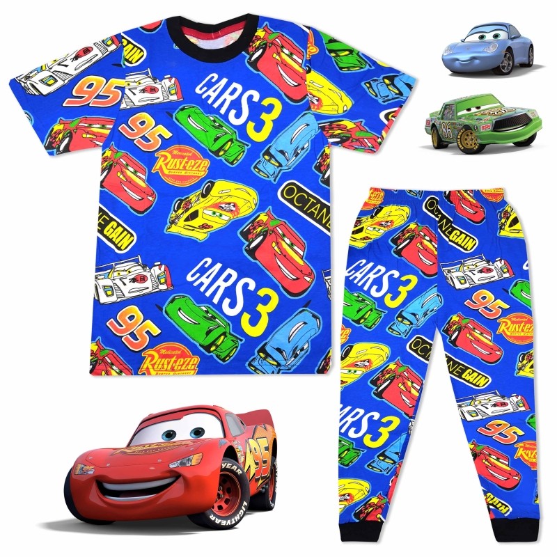 (8Y-11Y) Blue Racing Cars 95 FULL PRINT Cotton Kids Pajamas - Pyjamas ...