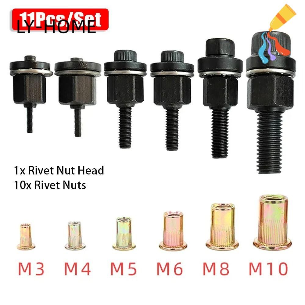 LY-HOME 11Pcs/Set Hand Rivet Nut, Mandrel Staple M3 M4 M5 M6 M8 M10 ...