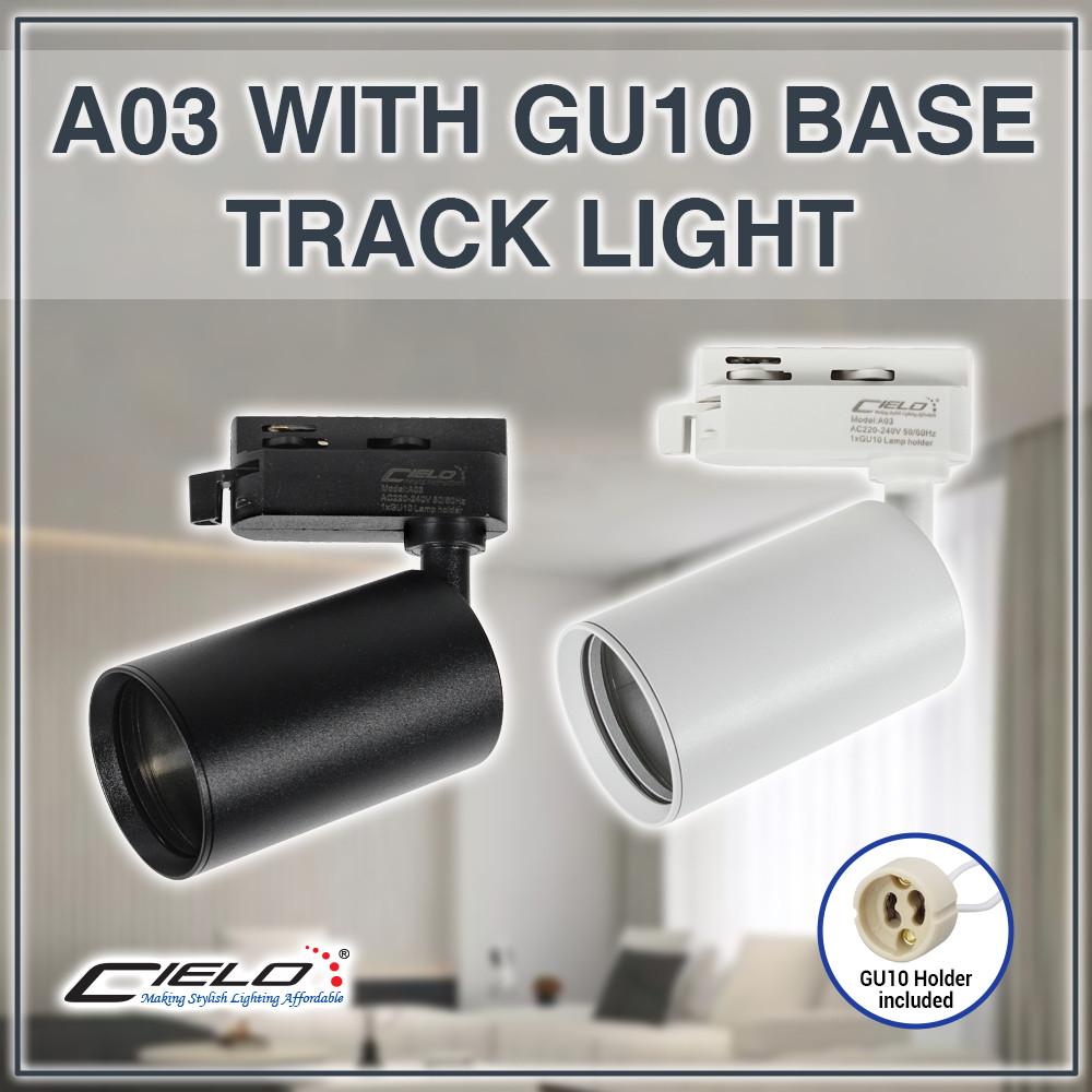 [ CIELO ] A06 / A03 GU10 Base Track Light Ceiling Casing Black & White ...