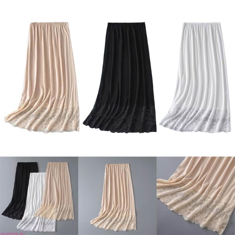 sweety Women Solid Color Invisible Underskirt Under Dress Half Slip ...
