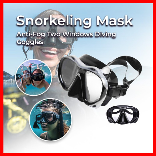 Silver Black Anti-fog Scuba Diving Mask Snorkeling Mask with Two-window ...