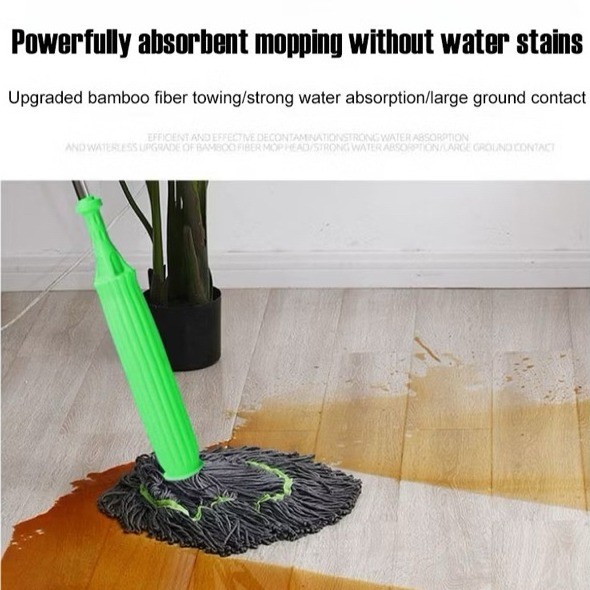 1-Second Dehydration Bamboo Fiber Self Twisting Rotating Mop Household ...