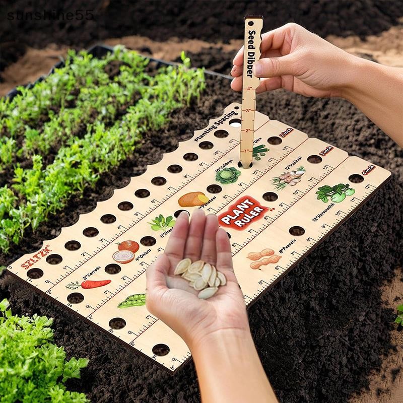 Sun Plant Ruler With Seed Dibber Seeding Space Tool Seed Plang Ruler ...