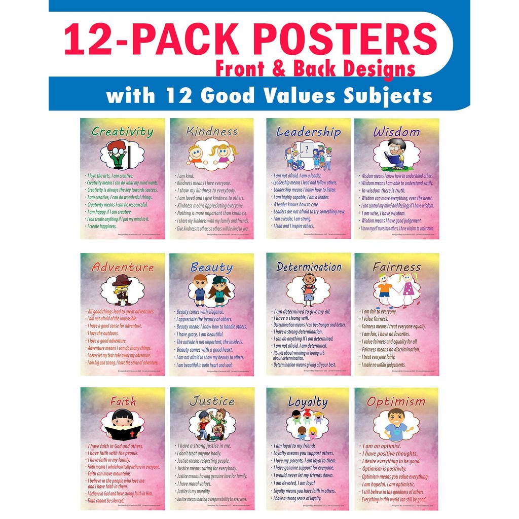 Reflecting Good Values Posters for Kids Series 2 (12-Pack) | Shopee ...
