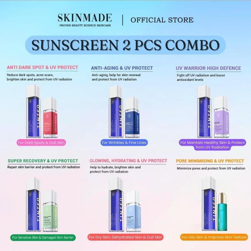 SKINMADE Skincare Set Combo - Sunscreen SPF50 + Face Serum (2 Pcs ...