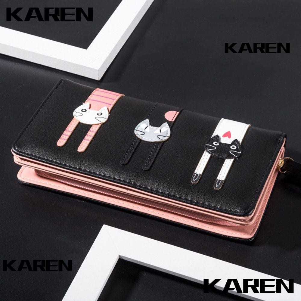 KAREN1 Long Wallet Student Cute Cartoon Three Cat Card Holder | Shopee ...