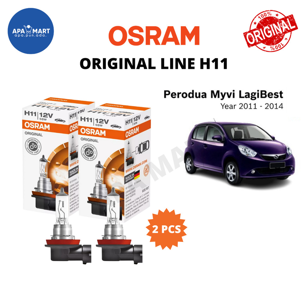 OSRAM Original Line H11 Halogen Low Beam Headlamp Bulb 2pcs 12V 55W ...