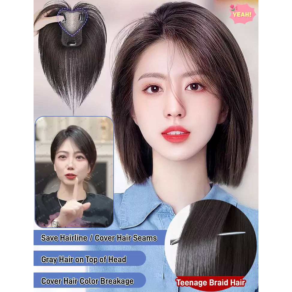 Realistic Wig Piece for Gray Hair + Hair Volume Replacement | Shopee ...