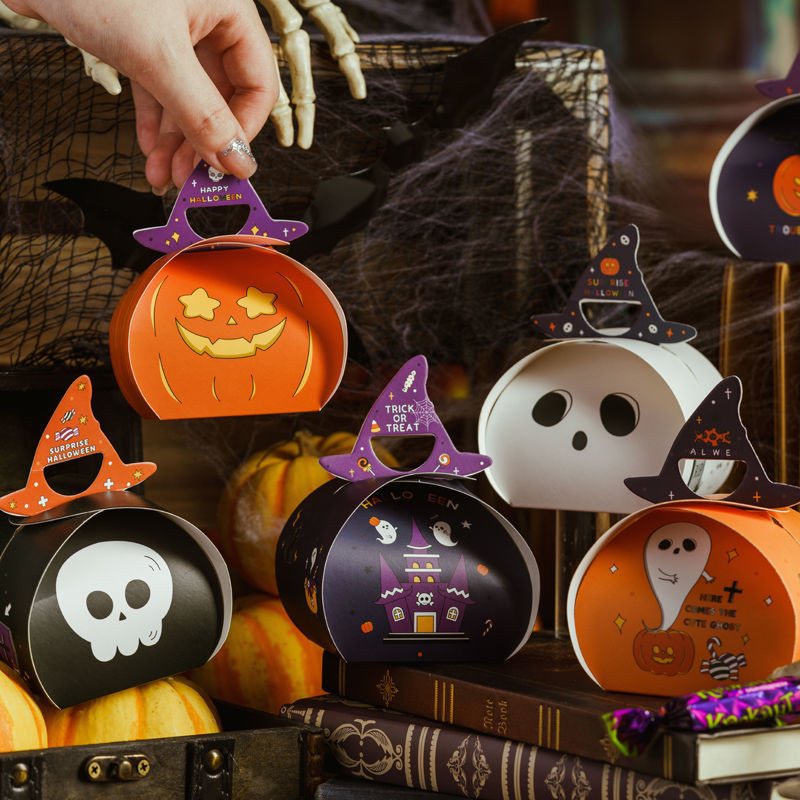 Halloween Candy Box Cartoon Funny Pumpkin Candy Biscuit Packaging Box ...