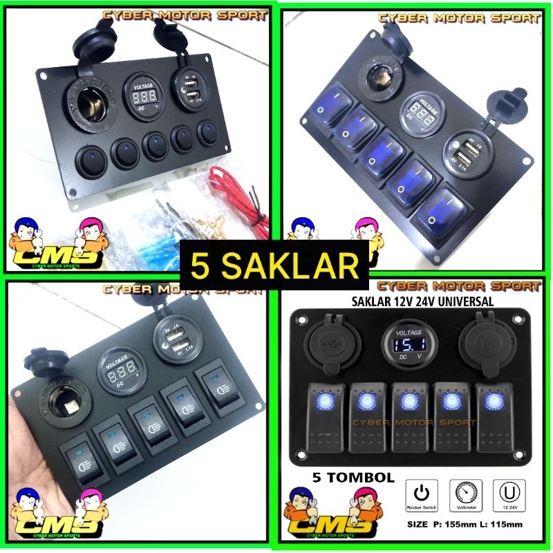 TOMBOL 5 button universal car switch. Light switch package. foglamp ...