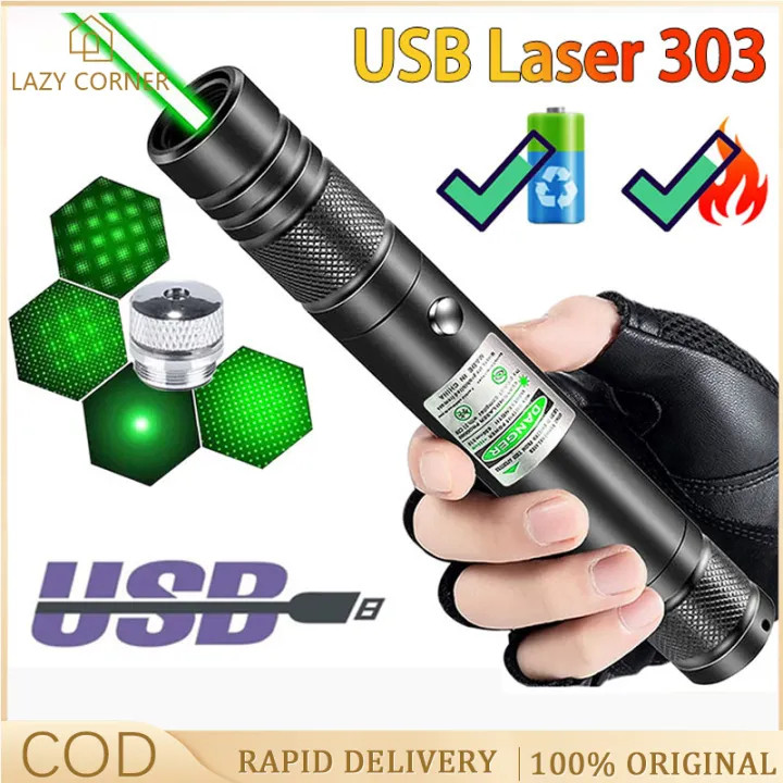 USB Green Laser Pointers 532nm Laser303 laser pen lamp High-Power Green laser USB Charge激光指示笔 ...