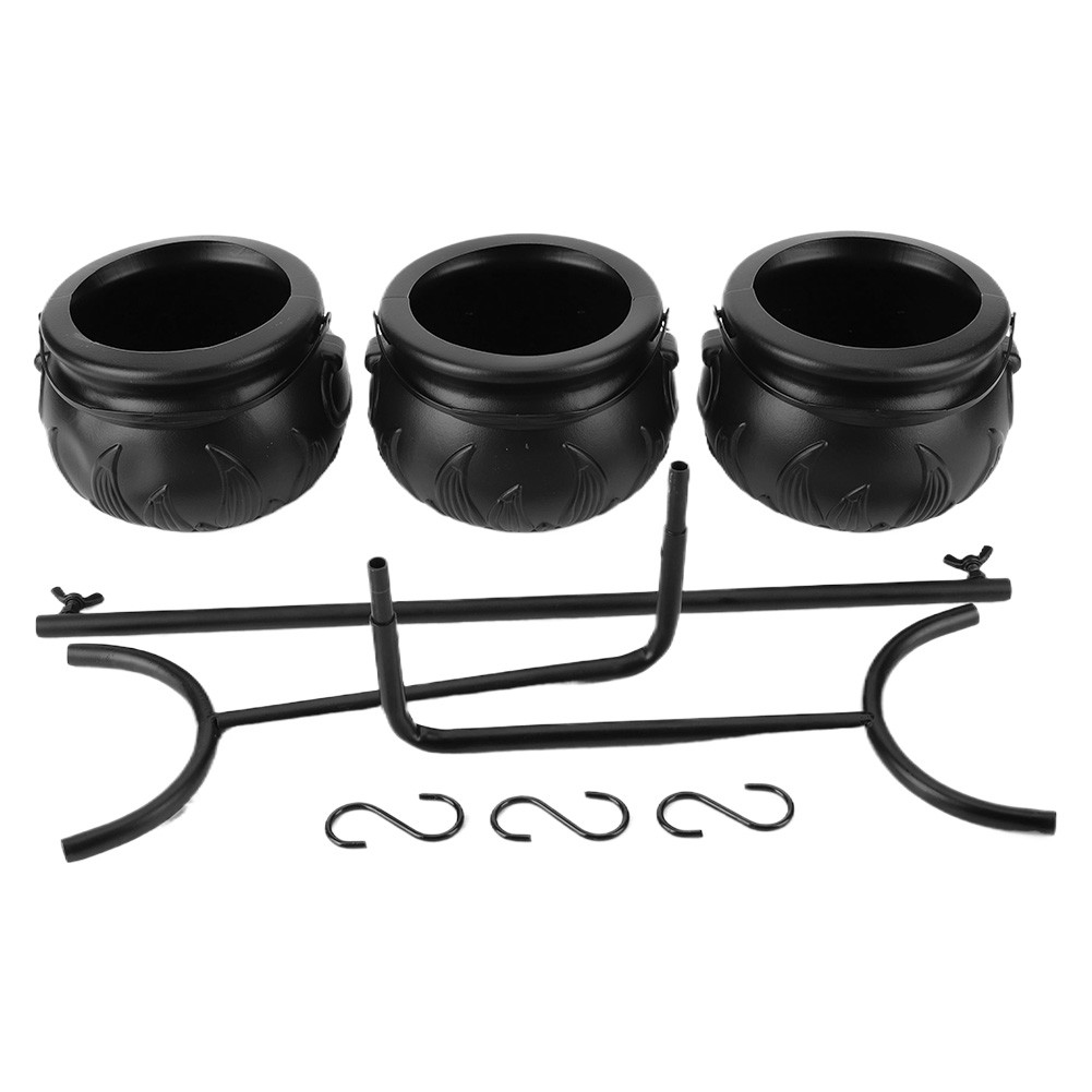 Set of 3 Witches Cauldron Serving Bowls on Rack Halloween Party ...
