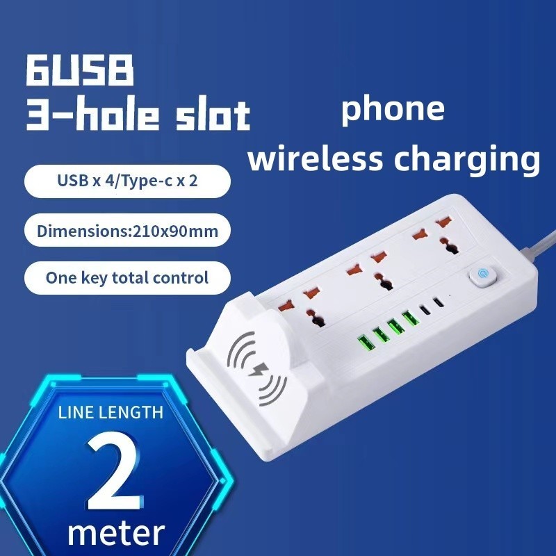COD🔥【1 Year Warranty】Power Outlet Fast Charging 6 USB Extenders 2 ...