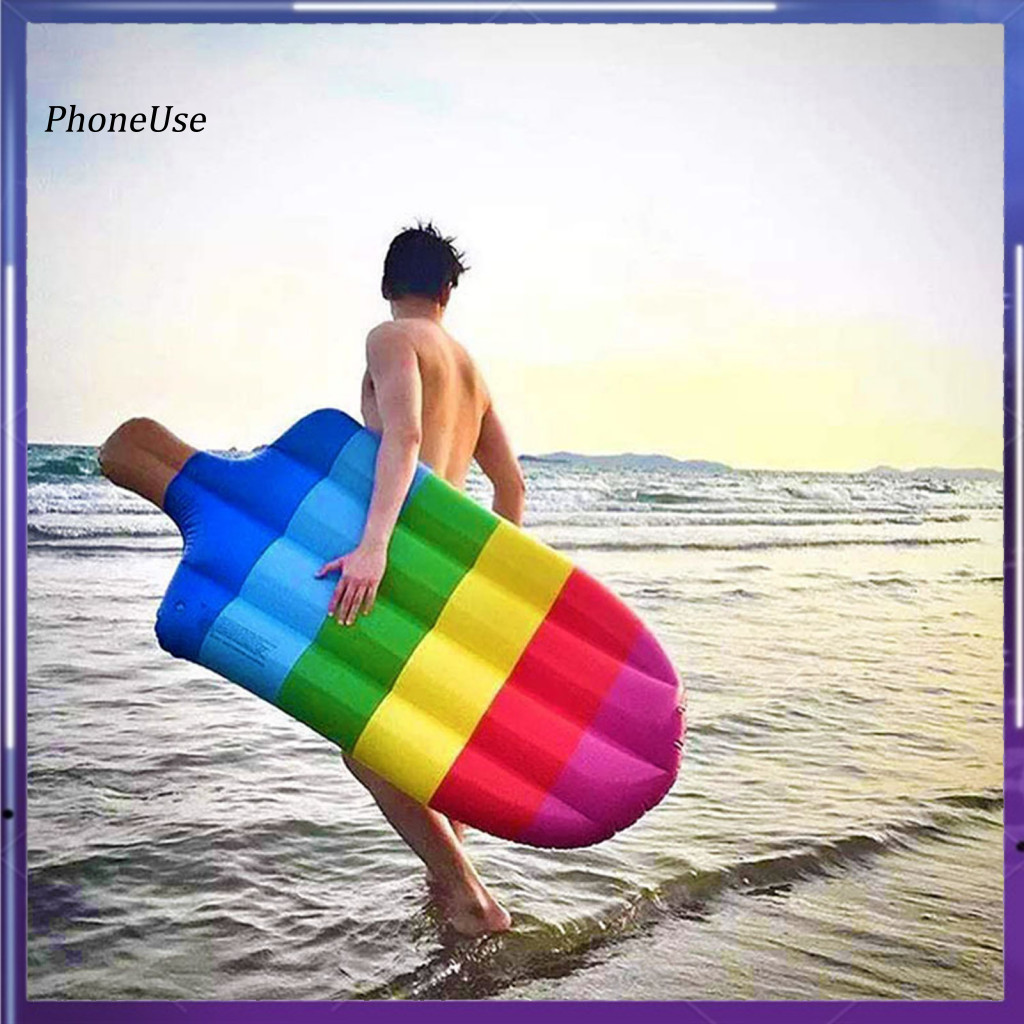 PhoneUse Inflatable Float Row Easy Inflate Deflate Pool Toy Rainbow Ice ...