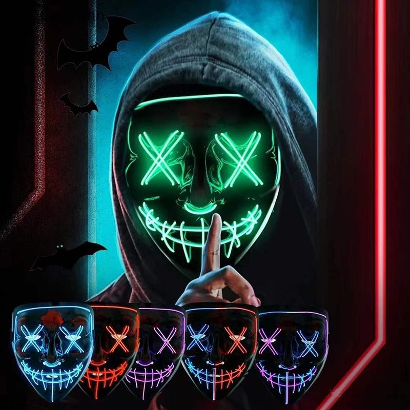 [XXNZMM] Cyberpunk LED Neon Mask Adults Masque Grow In The Dark Masks ...
