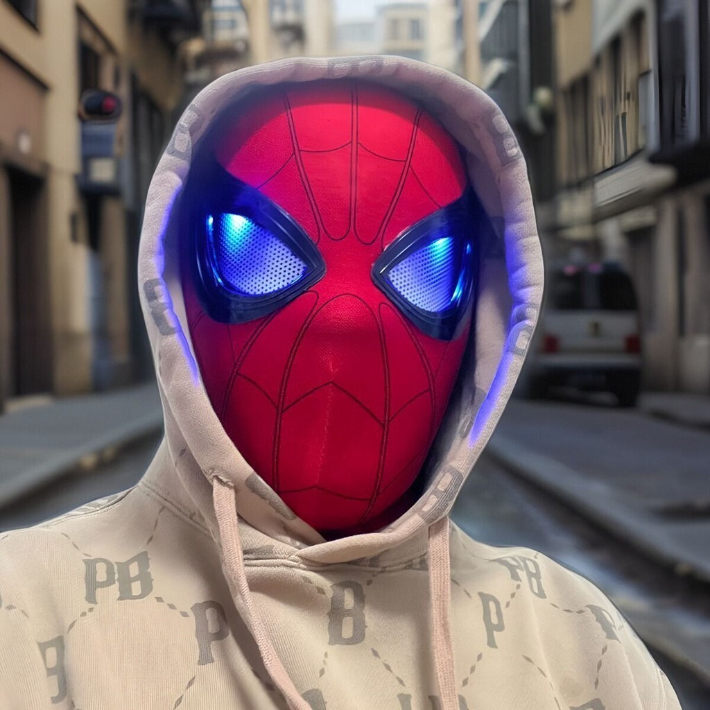[Praise 10w+] Spiderman Headgear Movable Eyes Electric Automatic Mask ...