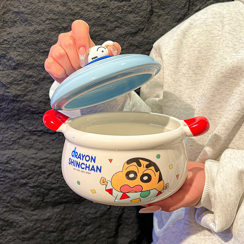Crayon Shin-Chan Instant Noodle Bowl with Lid 2025 New Style Girls High ...