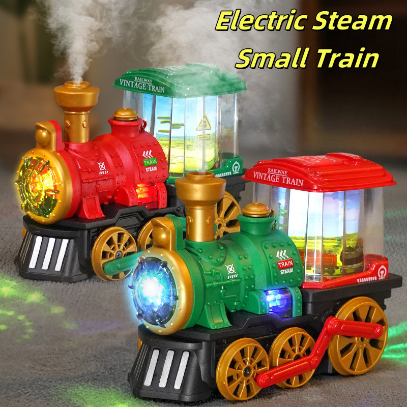 Electric Retro Steam Train Toy with Sound and Light Simulation Spray ...