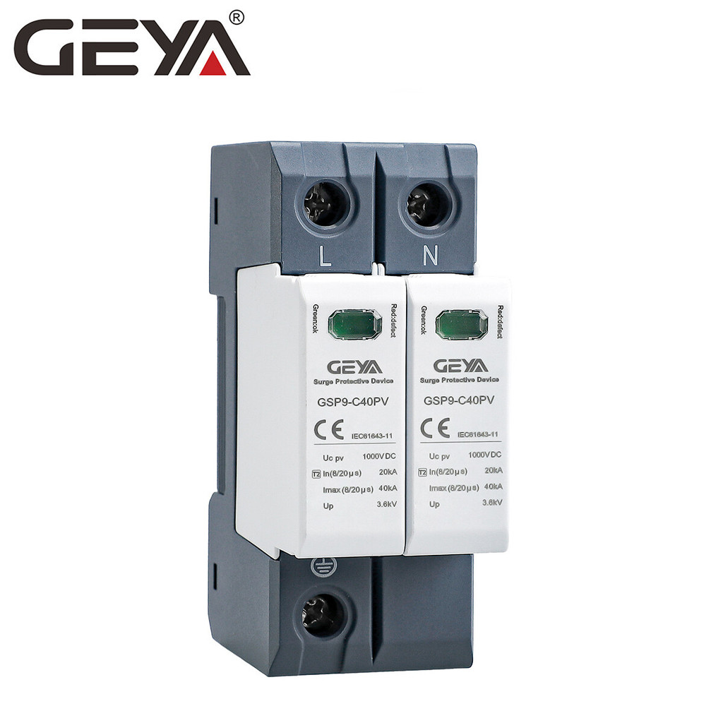 GEYA GSP9 2P Solar PV DC SPD 600V/1000VDC 20KA-40KA 40kA Surge Arrester Lightning Protector ...