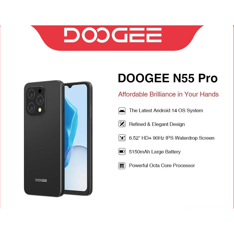 World Premiere DOOGEE N55 Pro Smartphone 6.56" 90Hz IPS 4GB RAM + 128GB ...