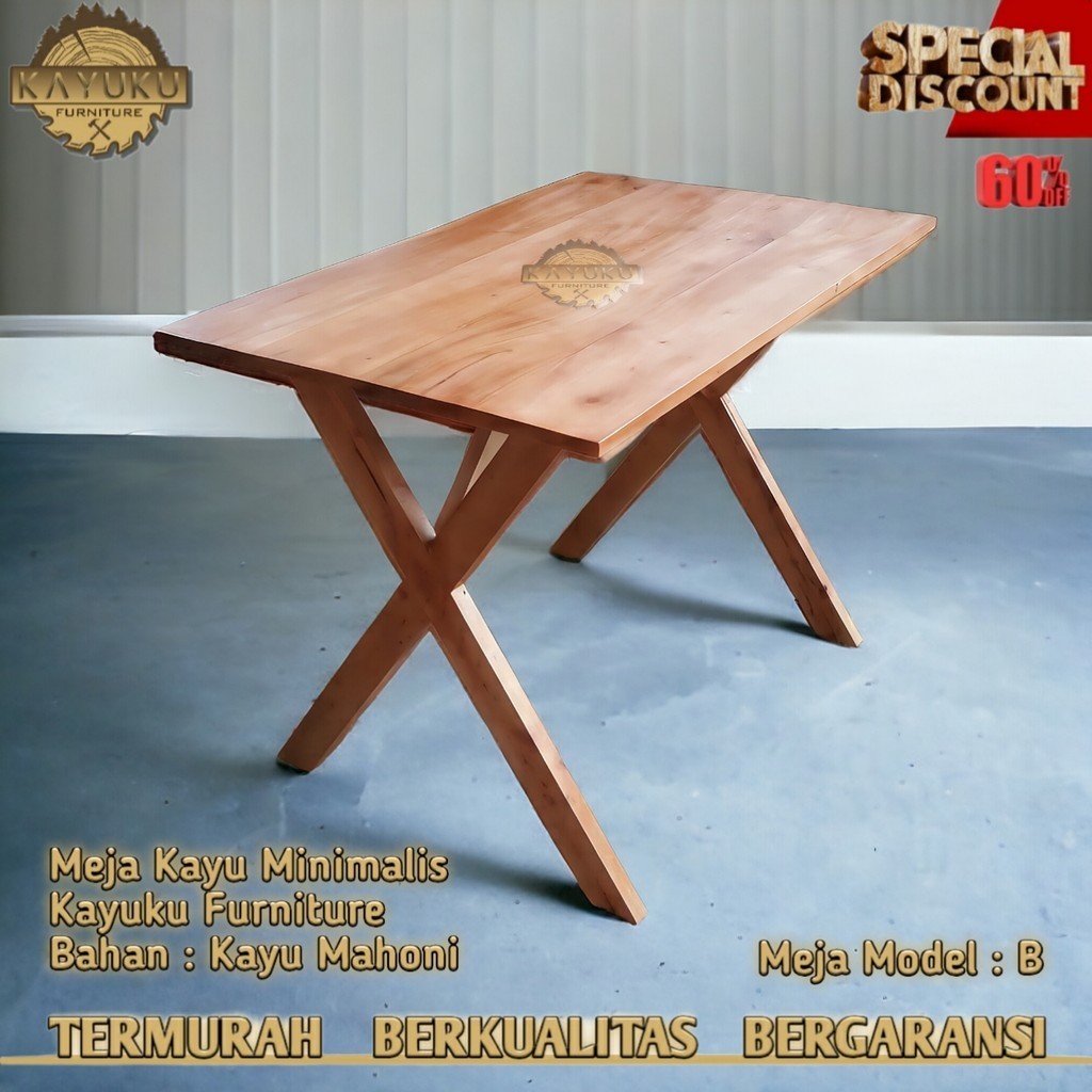 KAYU Mahogany wood table Minimalist table Model B table 150x60x75 cm ...