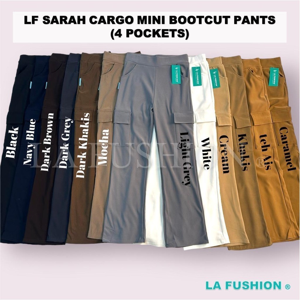 LA FUSHION SARAH CARGO MINI BOOTCUT PANTS (4 POCKETS) Seluar Kain Slack ...