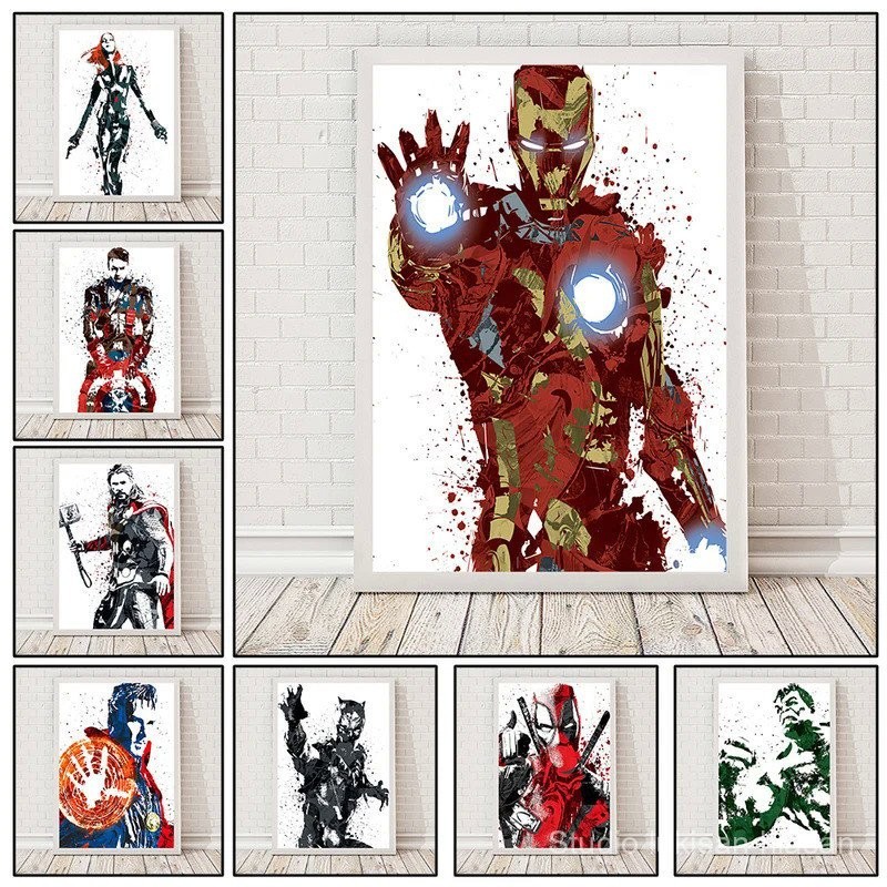 Disney Classic Movie Avengers Marvel Poster lukisan kanvas Hulk Iron ...