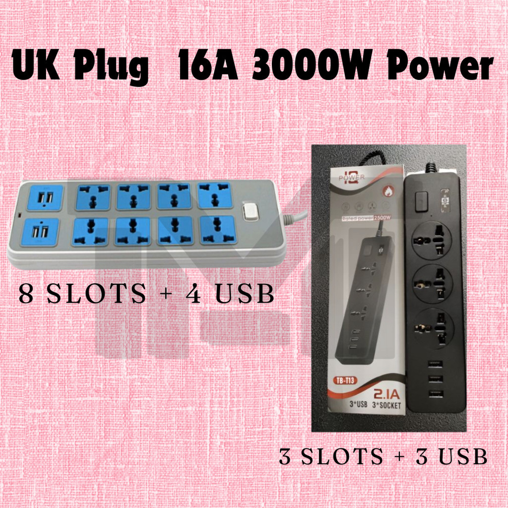UK Plug 16A 3000W Power Strip Surge Protector Universal Plug Socket ...