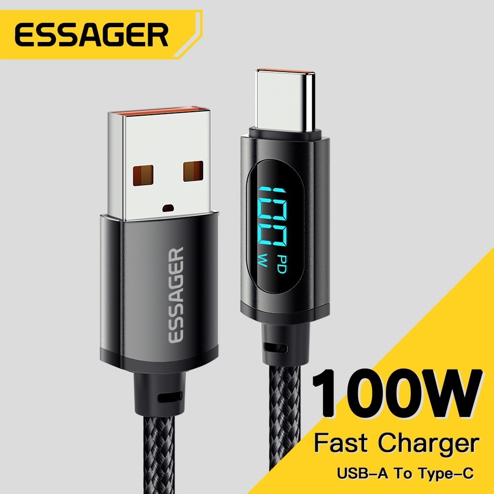 Essager 7A 100W USB to Type C Cable Digital Display QC PD Fast Charger ...