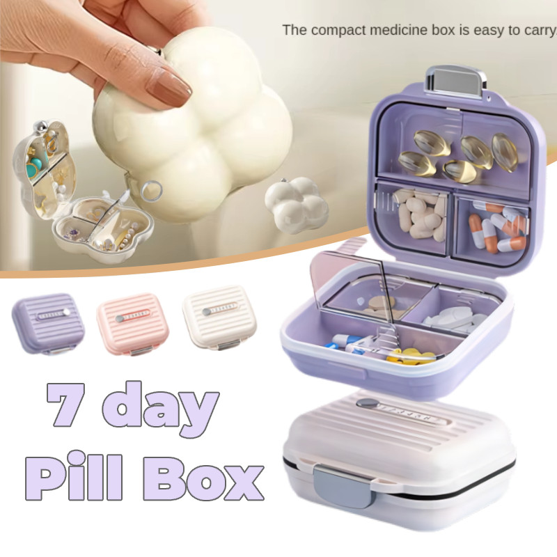 Mini Portable Pill Box 7 day Travel Medicine Storage Box Pill Organizer ...