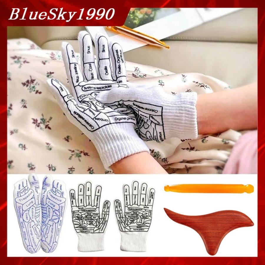 【READY STOCK】2Pcs Hand Reflexology Gloves Acupuncture Acupressure Tools ...