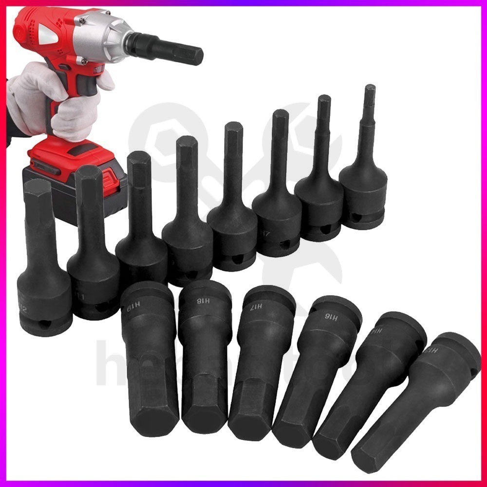 CR-MO 1/2" Driver Hex Impact Socket Bit Length 78mm Allen Key ...