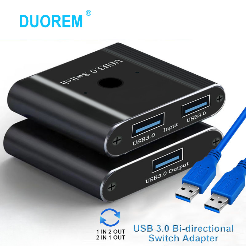 USB 3.0 Switch Selector KVM Switch 5Gbps 2 in 1 Out USB Switch USB 3.0 Two-Way Sharer for ...