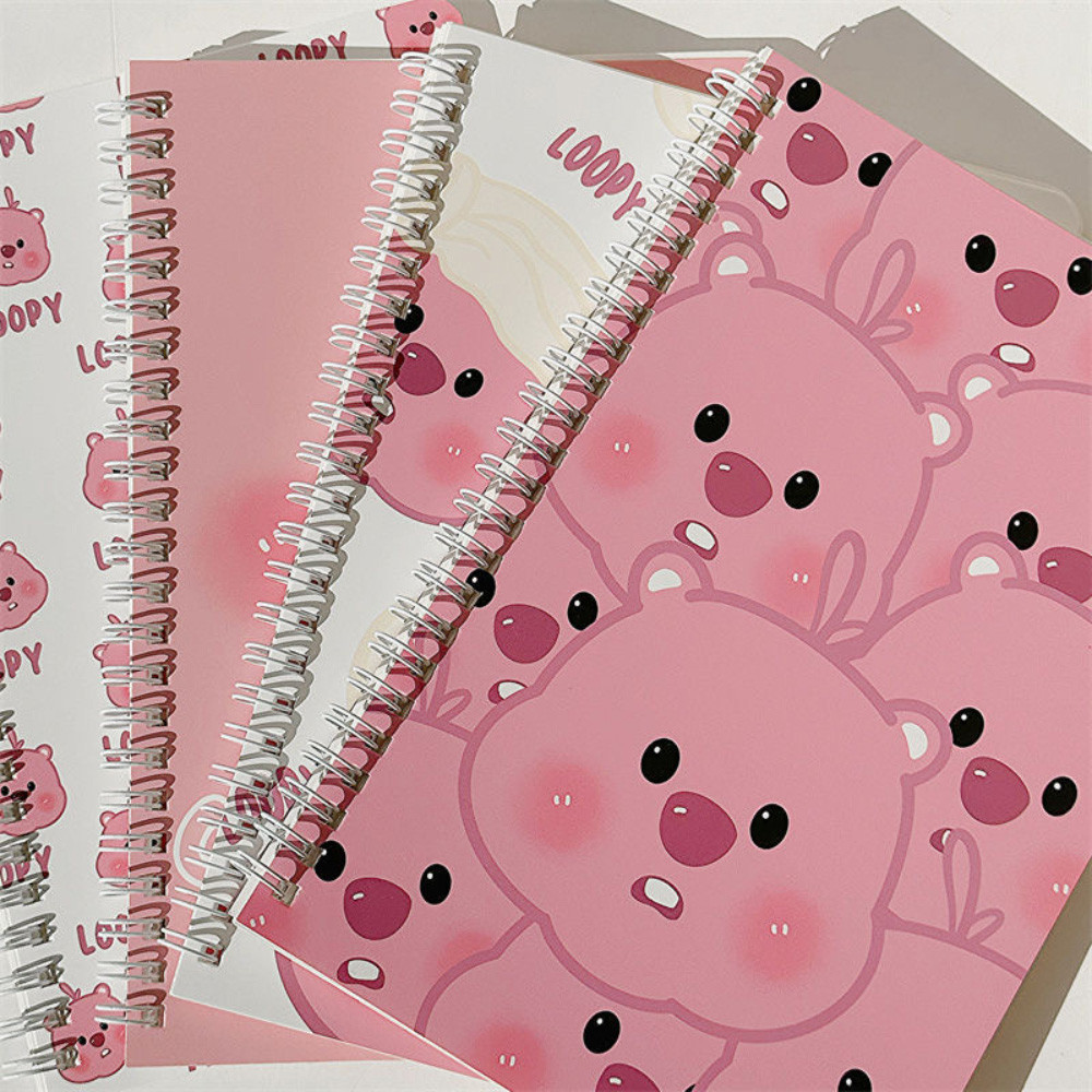 LOOPY Cartoon A5 Coil Book Cute Pink Beaver Student Notebook | Shopee ...