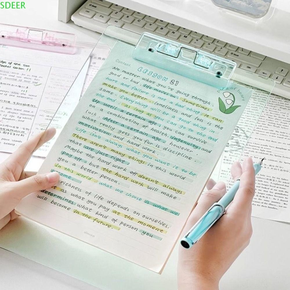 SDEER Transparent A4 Clipboard, With Low Profile Gold Clip Writing ...