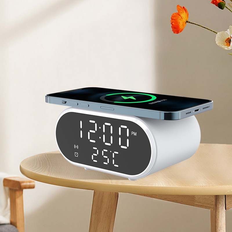 2024 Led Display Digital Alarm Clock With Qi Wireless Charger ...