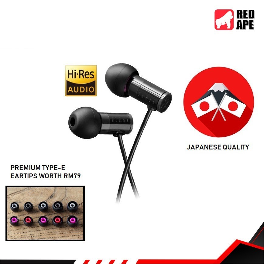 Final Audio E1000, Wired In-Ear Earbuds: with 5 Pairs Type E Eartips ...