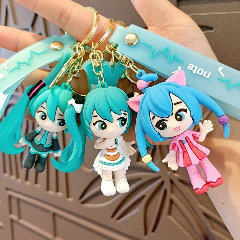 Kawaii Snow Miku Q Version Keychain Anime Figure Hatsune Miku Kids Key ...