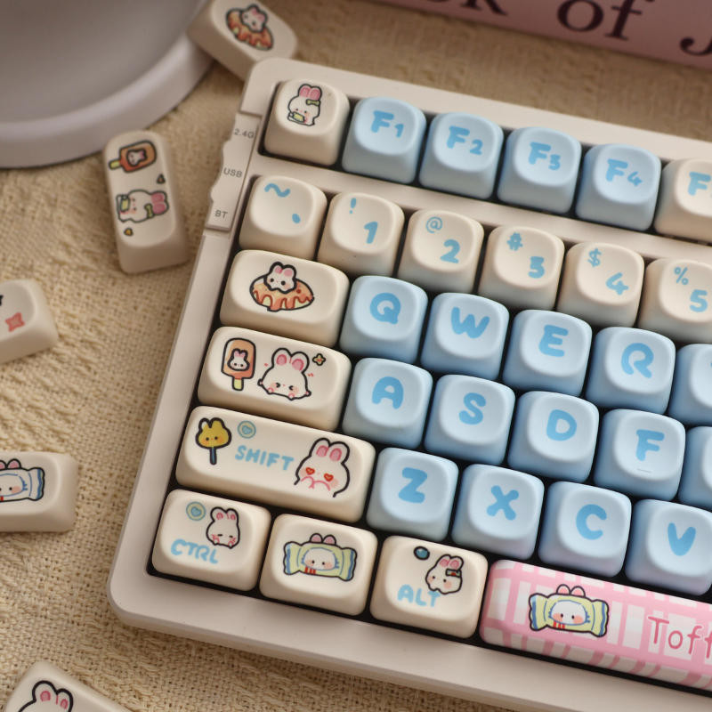 Milk Bunny PBT Dye-Sub MOA Profile Custom Cute Keycap Set for ...