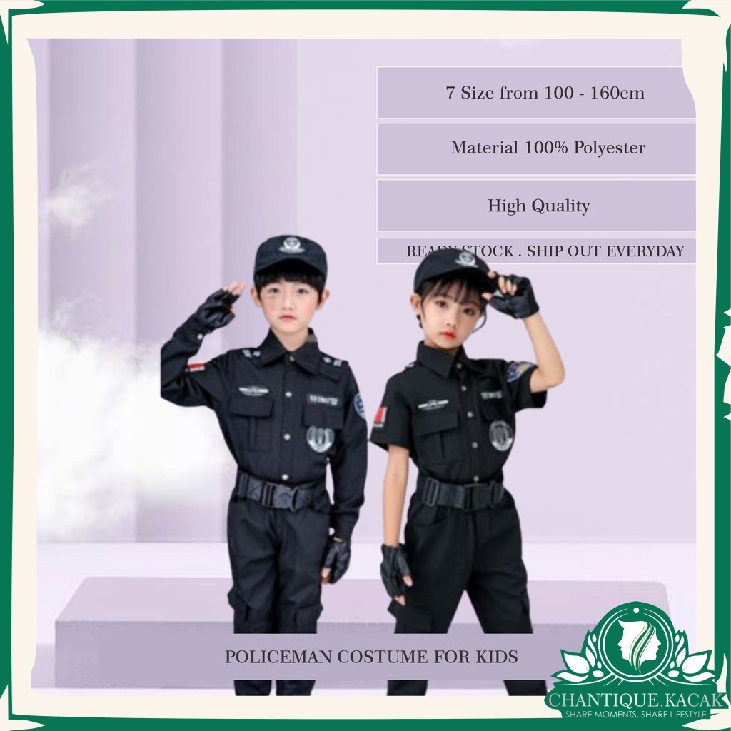 CK Seragam Polis Cosplay Budak Set Dengan Topi Mainan Peranan Watak ...