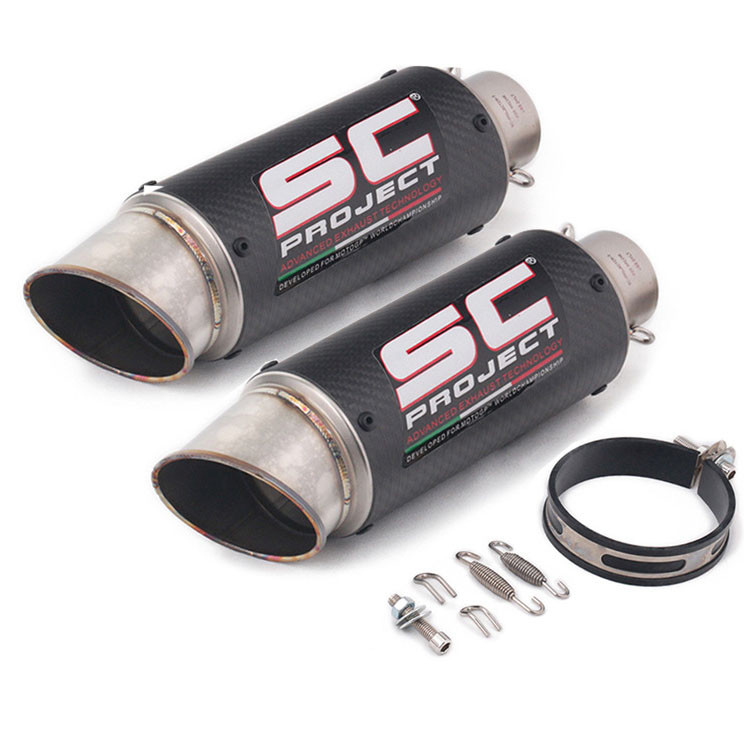 51MM 60MM SC Project Real Carbon Fiber Motorcycle Exhaust Pipe Muffler ...