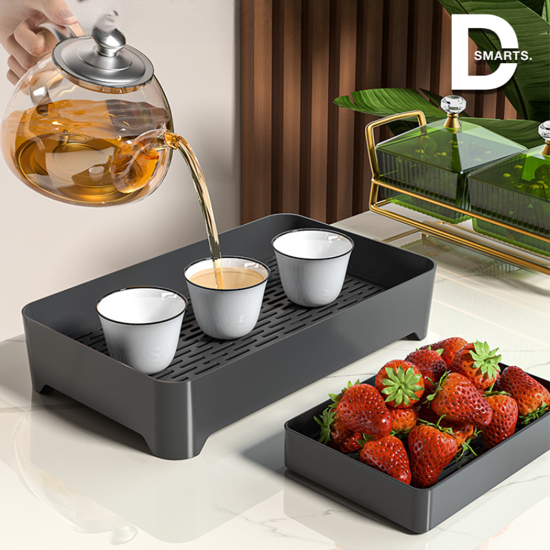 Rectangular plastic tea tray (NEW 2024), high-quality 2-layer drain cup ...