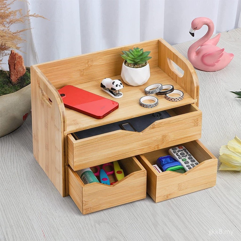 Rak simpanan kosmetik kayu pepejal, rak penyimpanan komputer meja kecil ...