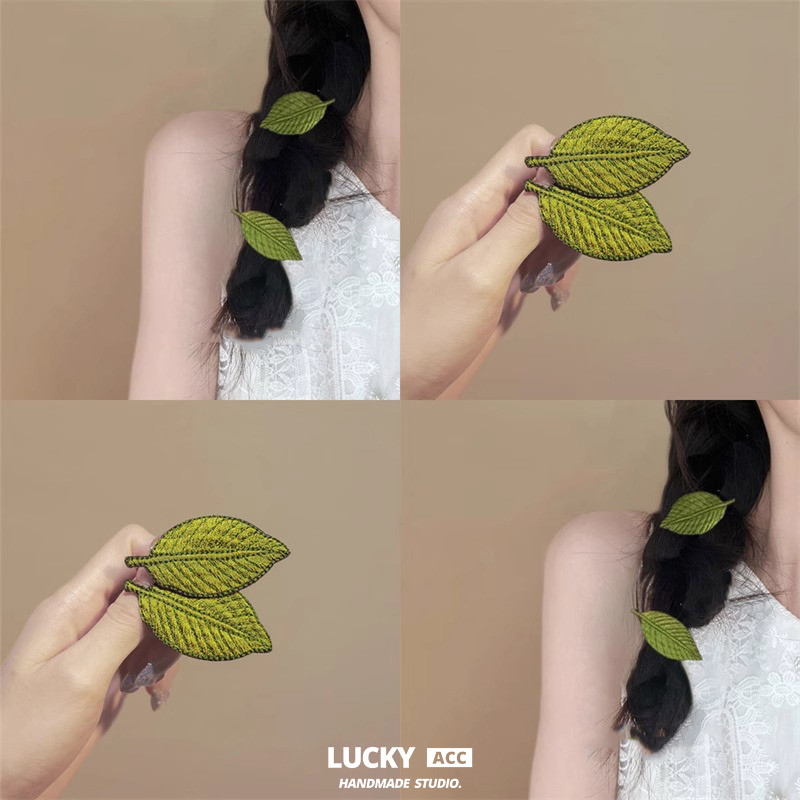 Small Fresh Bangs Clip Forehead High-grade Leaf Edge Clip Headdress ...