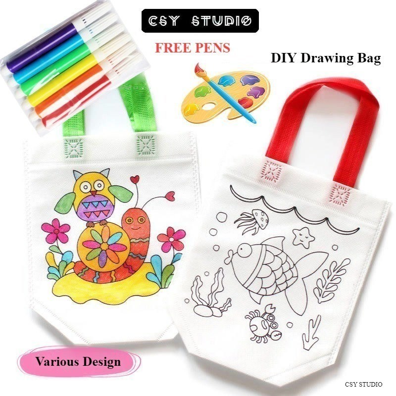 DIY Bag Graffiti Diy Painting Bag for Kids Gift Beg Lukisan Kids ...