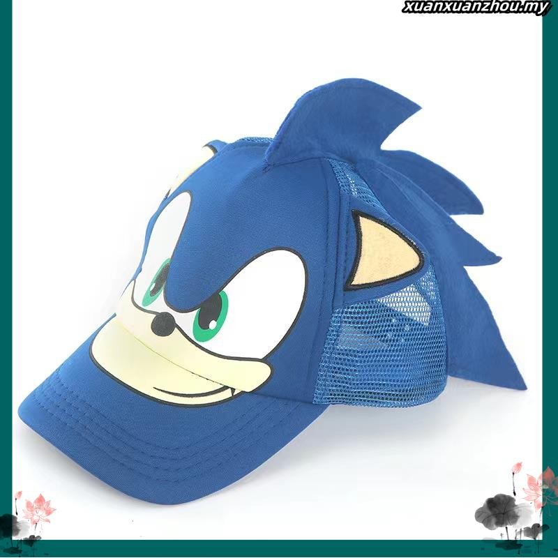 2024 Cartoon Sonic The Hedgehog Hat Blue Sonic Kid and Adult Mesh Cap ...