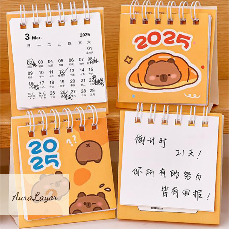 [AuraLayor] Creative Mini Cartoon Desk Calendar Cute Capybara Portable ...