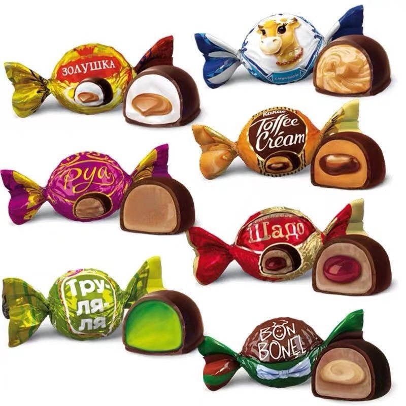 Imported Sandwich Toffee Chocolate Russian Candy Kangji Golden Lily ...