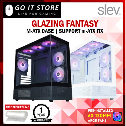 SLEVCASE Glazing Fantasy Micro ATX Gaming PC Case Casing with 6 ARGB ...